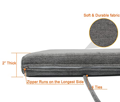 Loveboat Washable Bench Cushion, Non-Slip Bench Pad for Shoe Storage, Window, Piano, Dining 30"x14"x2" Dark Grey