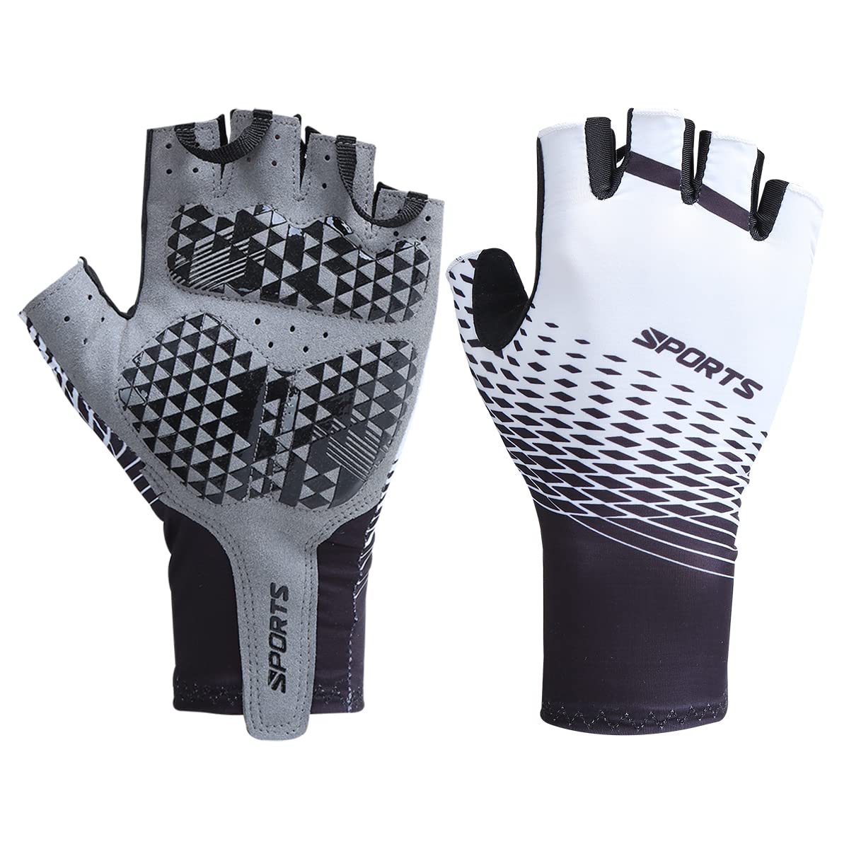 KEYDUACU High-stretch ice silk lycra breathable cycling gloves, sunscreen, non-slip, shock-absorbing half-finger sports gloves