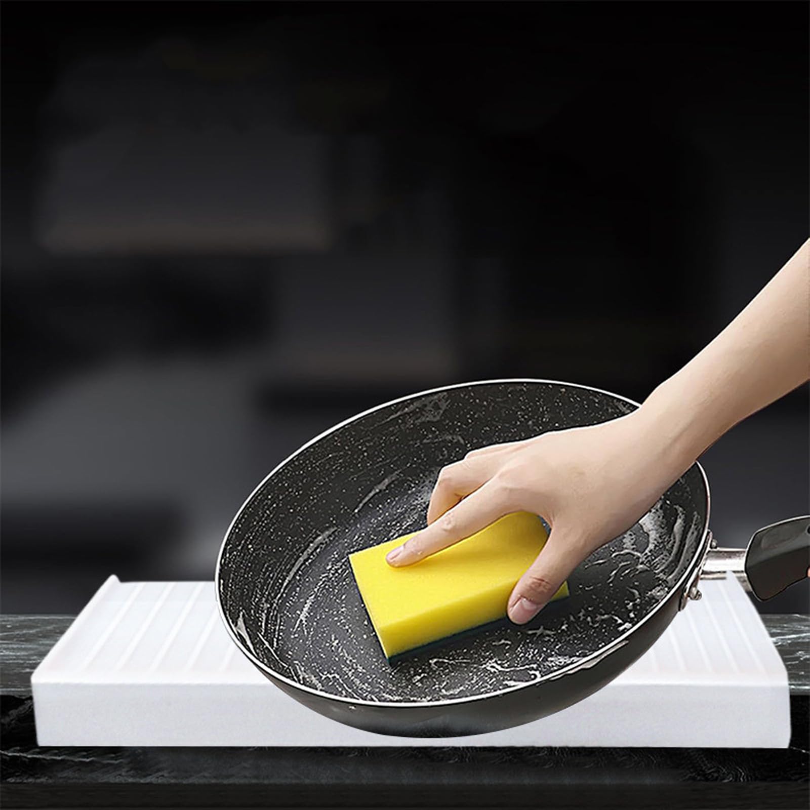 Silicone Sink Edge Protector & Splash Guards for Kitchen Sink Bathtub Sink, Upgrade 5° Multifunction Silicone Sink Protector Countertop Protectors - 20" x 4" Sink Protector (White)