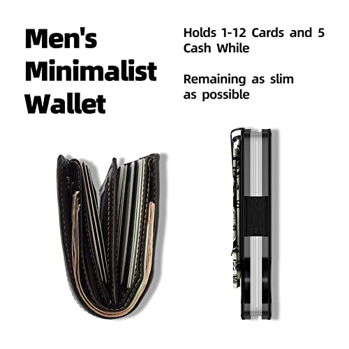 Keymarx Metal Wallet for Men Minimalist Slim RFID Blocking Front Pocket Tactical Carbon Fiber wallet Card Holder with Money Clip (Black)