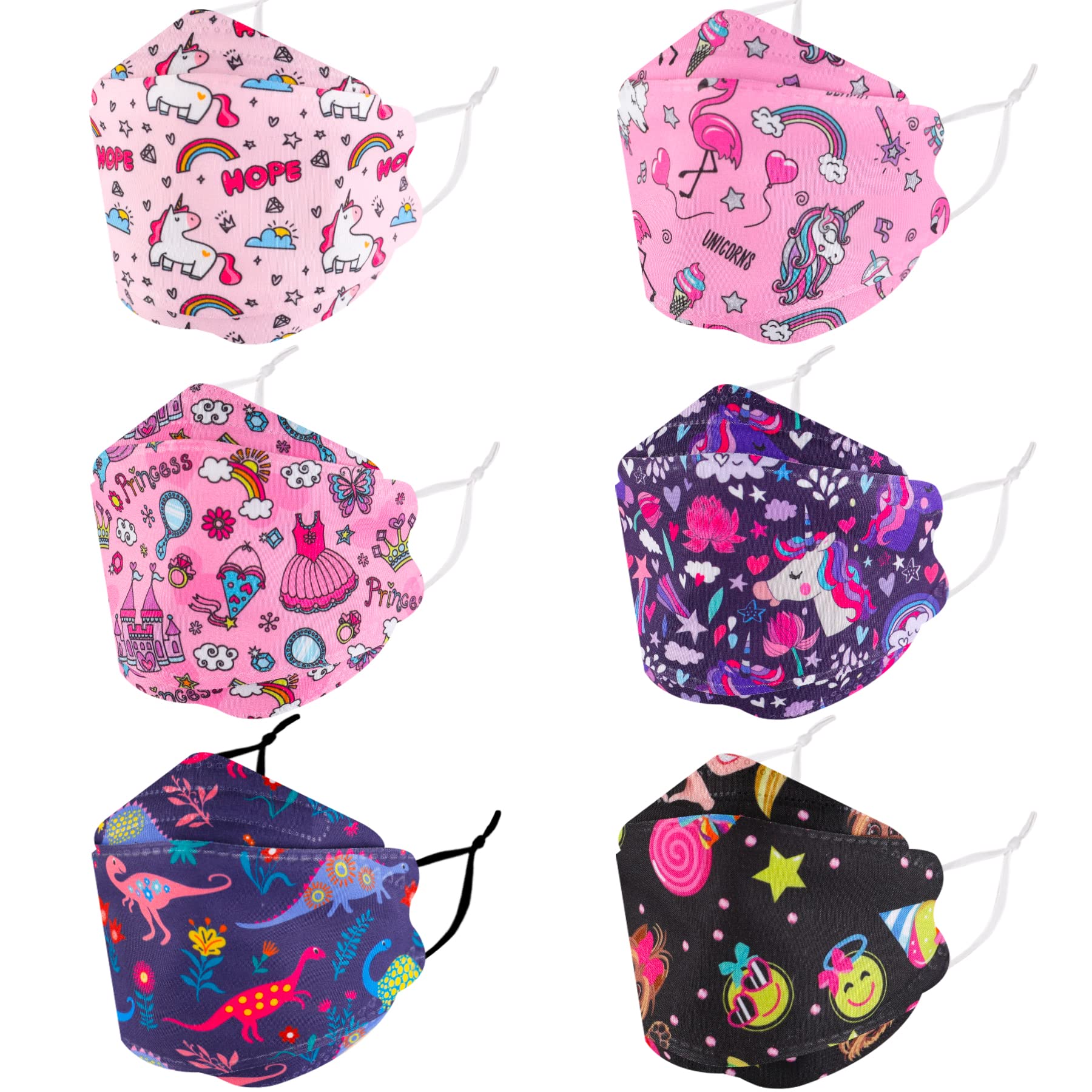 Kids Washable Face Masks With Adjustable Ear Loops, 4D Cute Designer Mask for Kid (princess)