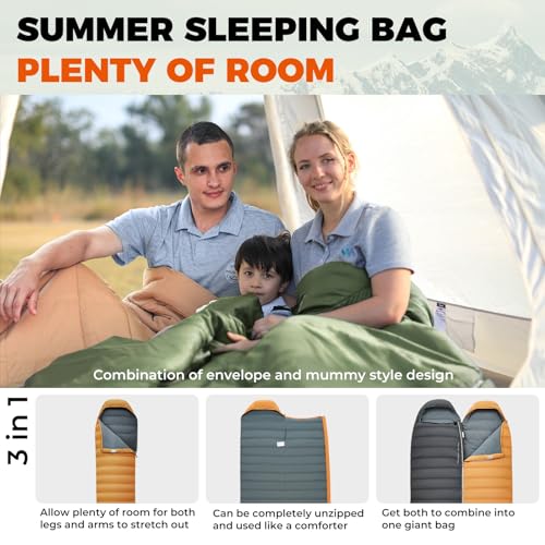 KingCamp Ultralight Down Sleeping Bag, 650 FP Compact Cold Weather 3-4 Season Sleeping Bag for Adults 10°F, Backpacking, Camping, Hiking, Traveling with Compression Sack
