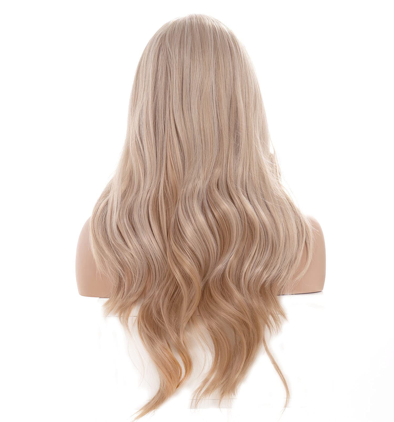 Gerulyss 26 Inches Light Wigs for Women Long Wavy Middle Part Wig Natural looking Synthetic Fluffy Hair for Cosplay,Halloween,Daily Use (Blonde)