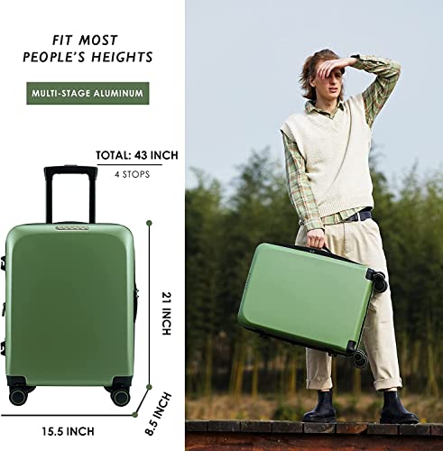VERAGE Freeland 3 Piece Luggage Sets with X-Large Spinner Wheels, Expandable Hardshell Luggage Sets, Travel Suitcase Set TSA Approved (20/24/29-Inch, Green)