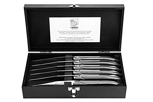 Laguiole Style de Vie Steak Knives, Luxury Line, 6 pieces, Fully Stainless Steel, in giftbox