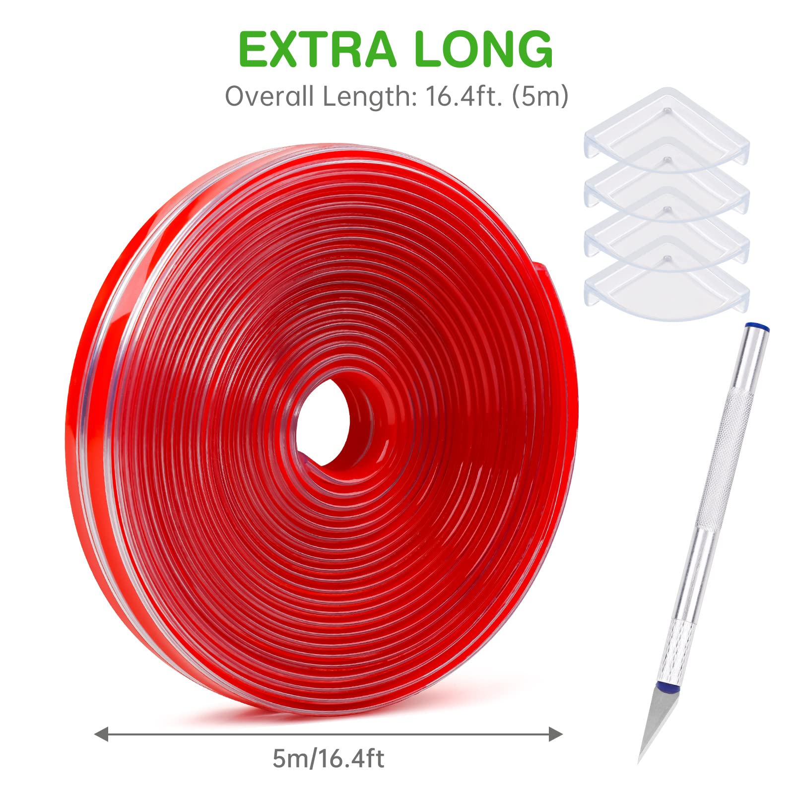 NiHome 16ft (5m) Soft Edge Protector Strip Baby Proofing Silicone Bumper 4PCS Corner Protectors and Scraper Set, Baby Safety Products Furniture Clear Toddler