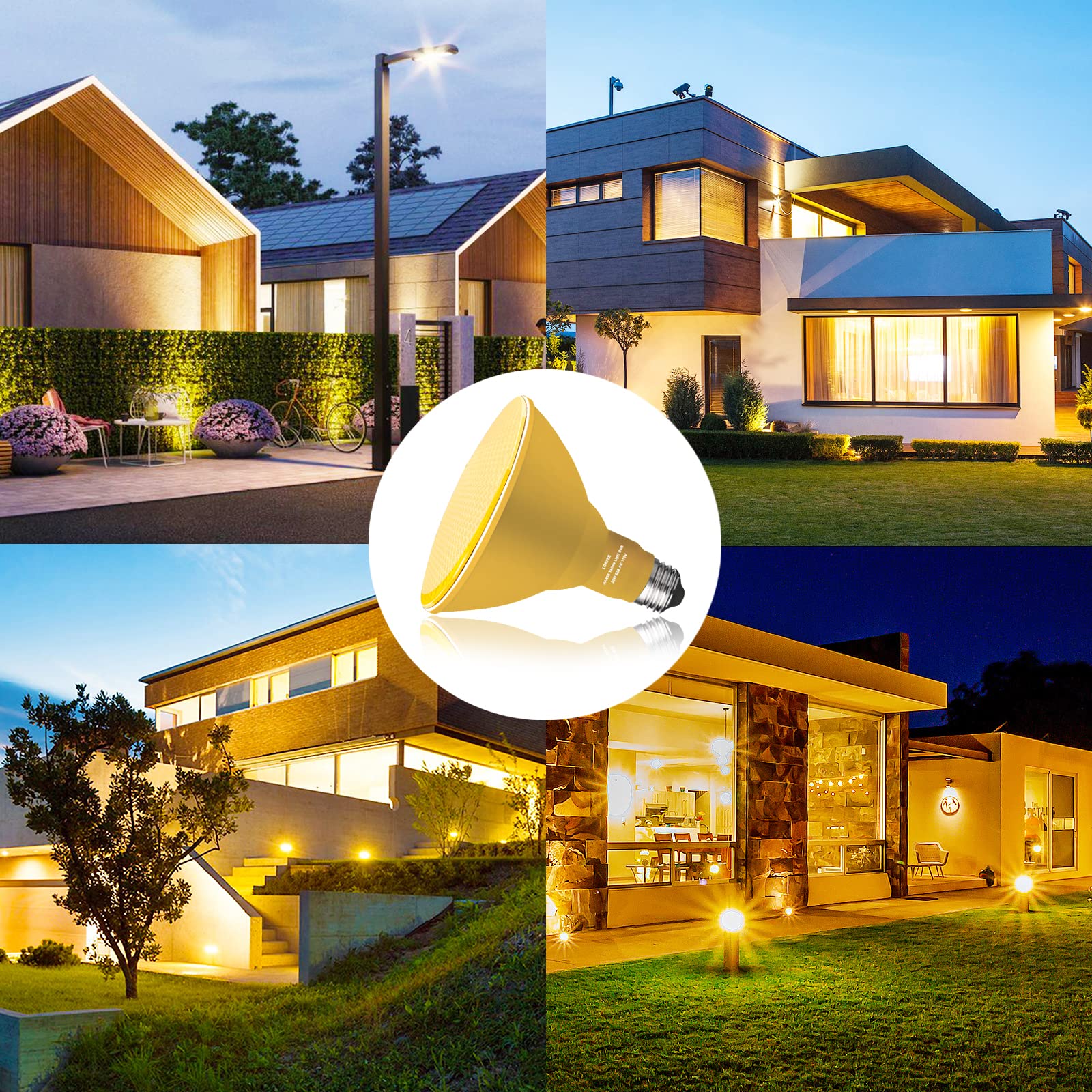 LOXYEE 2 Pack LED Par38 Flood Yellow Light Bulbs,20 Watt Yellow Light Bulb Replace to 200 Watt,E26 Base Yellow LED Lights Bulb for Halloween Light Bulbs, Party Decoration,Outdoor Holiday Lighting