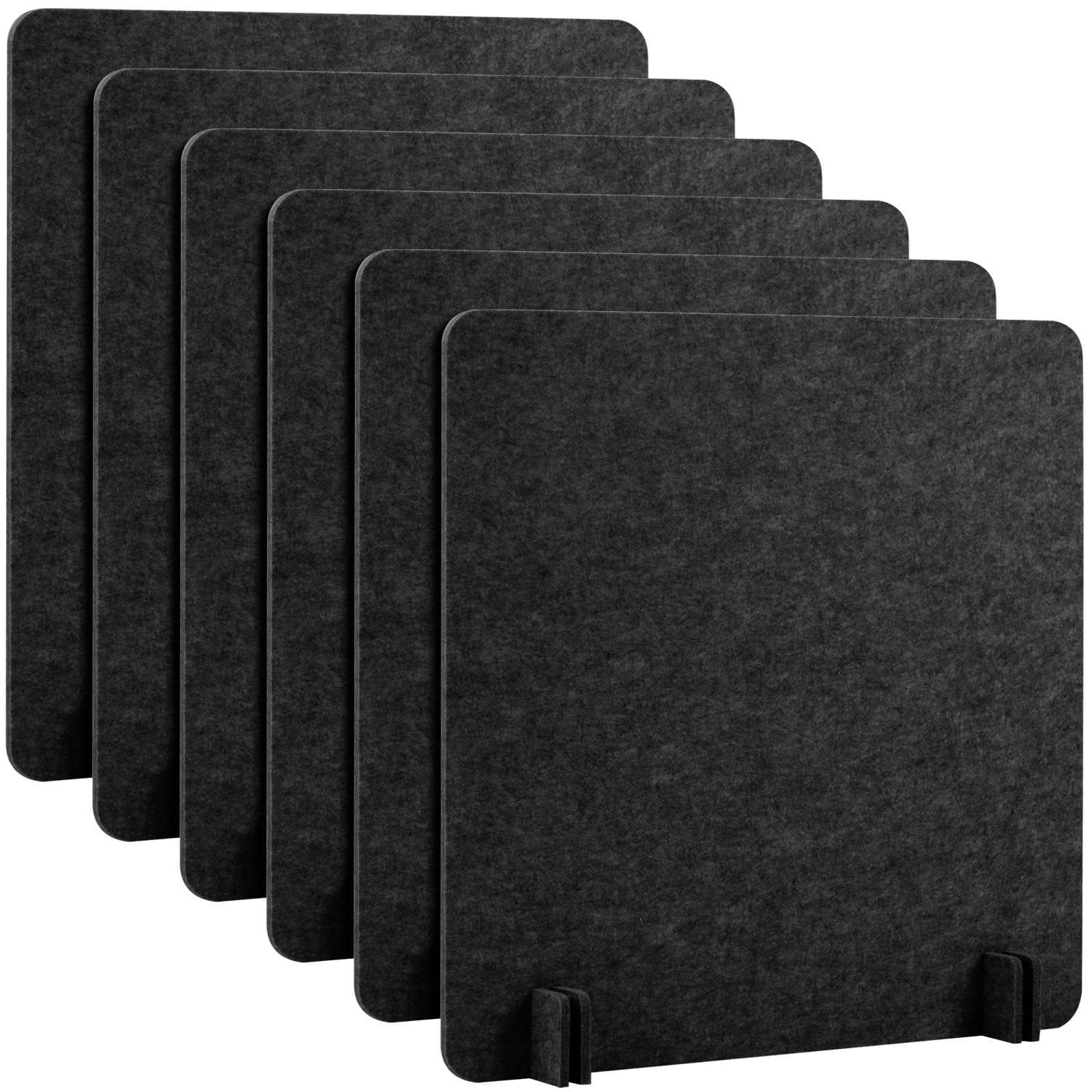 Kisston 6 Pack Acoustic Desk Divider Desk Partition 24 x 24" Stand Up Freestanding Desk Privacy Panel Noise and Visual Distractions Reducing Desk Divider for Student Reception Area Office (Light Gray)