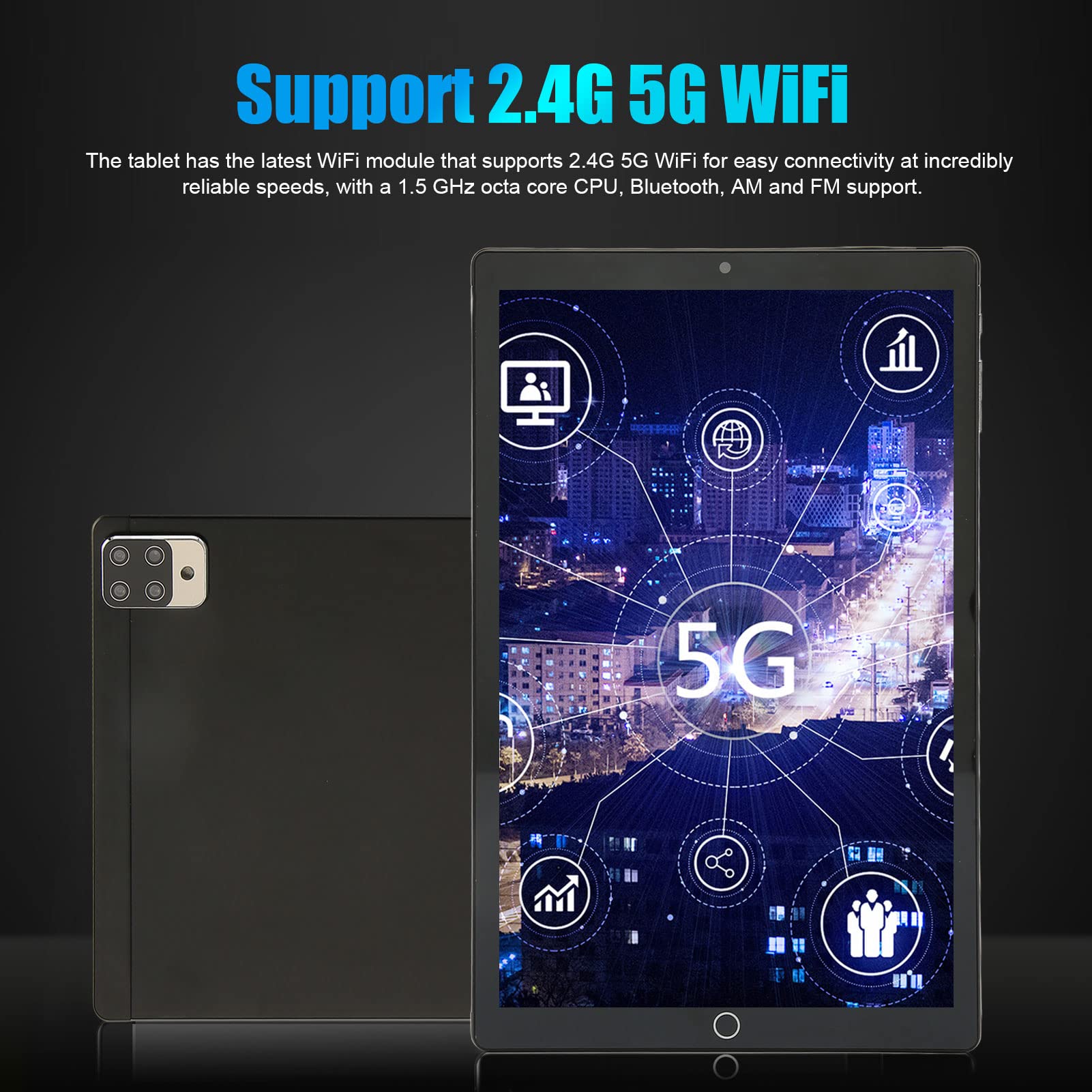 RTLR 10.1 Inch Tablet 6000mAh 2.4G 5G Battery WiFi Home Tablet (US Plug)