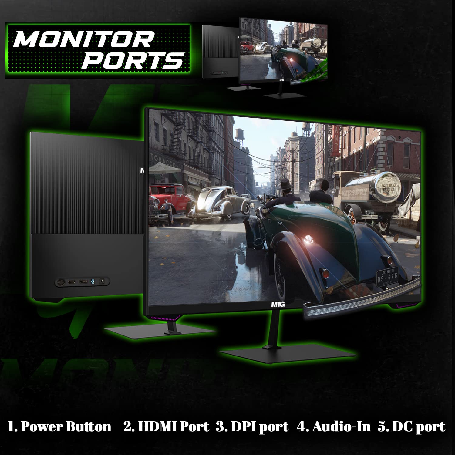 MTG 27 inch 1920x1080 ELED Desktop Laptop Monitor - Full HD 165Hz 1ms, VESA Mountable, HDMI, 3 Side Frameless Bezel, Ultra Light Sleek Thin Design, Webcam, Wired Keyboard Mouse Combo for Home Office`
