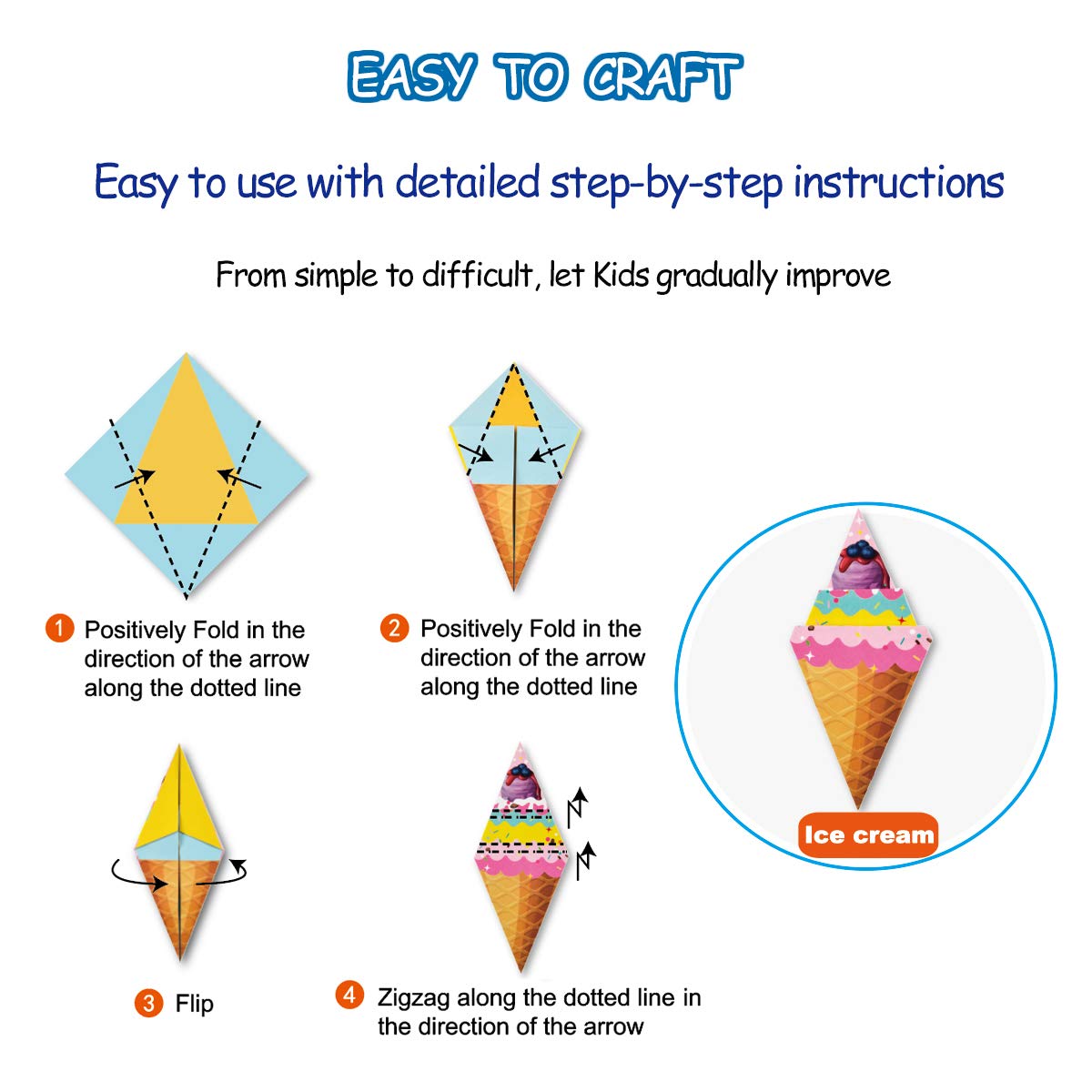 hapray Origami Kit 144 sheets Origami Paper for Kids 72 Patterns with Craft Guiding Book