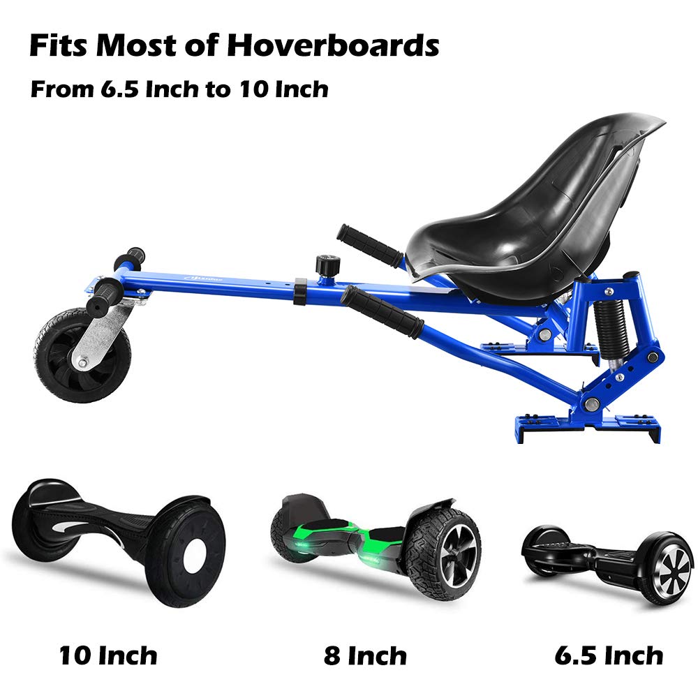 Hishine Hoverboard Seat Attachment for Self Balancing Scooter Go Kart Hover Board Accessories Compatible with 6'' 8.5'' 10'' for All Ages Adjustable Frame Length, Blue