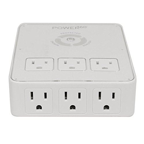 Panamax P360 Dock 6-Outlet Wall Tap/Charging Station, White, 6.8" x 2.9" x 5"