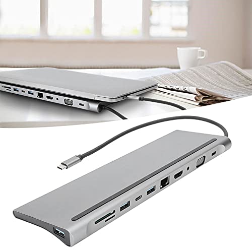 plplaaoo USB C Hub, USB Hub, USB Adapter, 11 in 1 Hub Type-C Extension Dock USB3.1 to HDMI Card Reader Multifunction Adapter for Data Transfer, USB c hub USB c Docking Station Type c hub Type c us