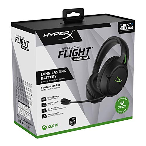 HyperX CloudX Flight β Wireless Gaming Headset, Official Xbox Licensed, Compatible with Xbox One and Xbox Series X|S, Game and Chat Mixer, Memory Foam, Detachable Noise-Cancellation Microphone