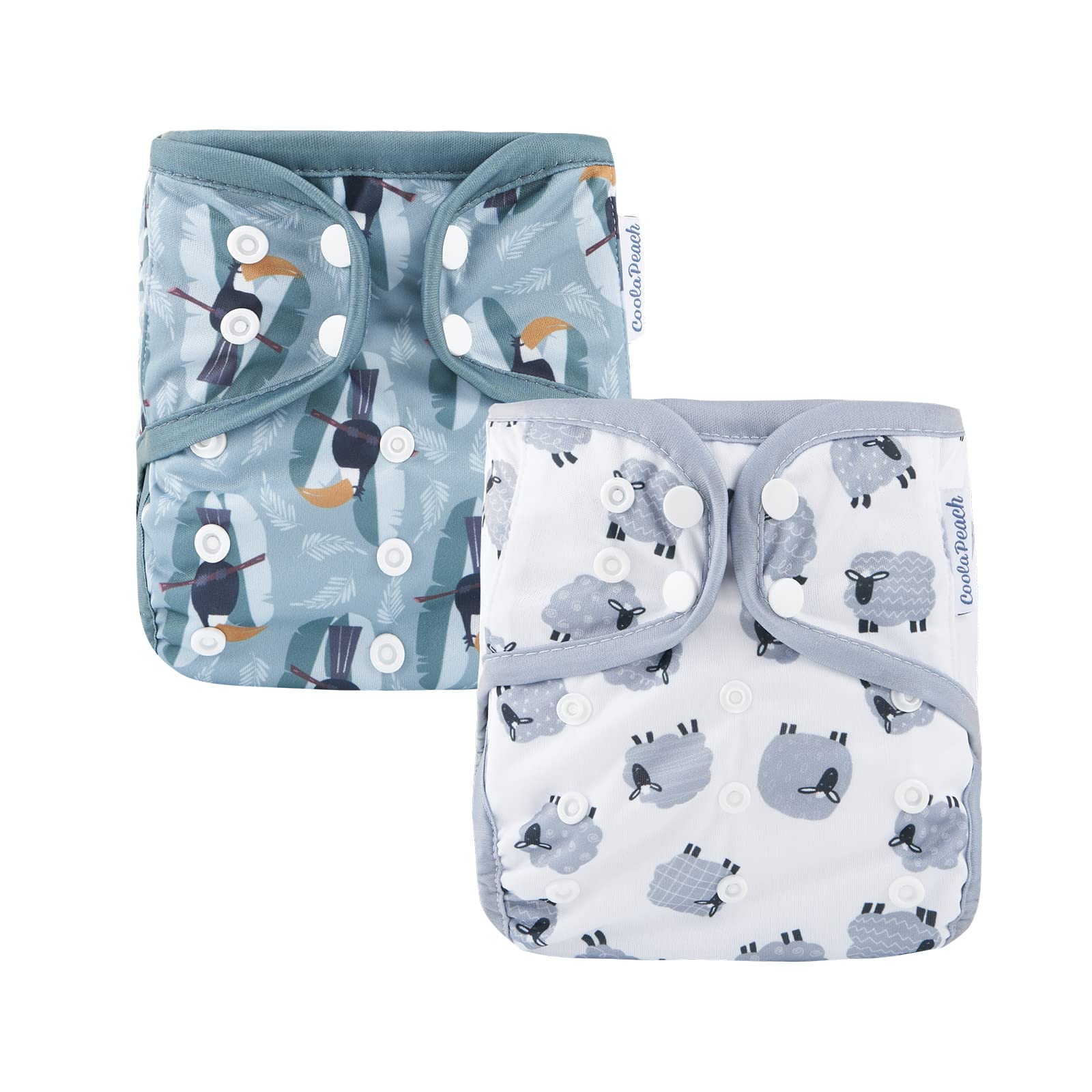 One Size Reusable Cloth Diaper Covers Adjustable Snap Fit & Double Leg Gussets for Baby Boys & Girls from 7-33 Pounds. Use with Cloth Diapers or Snap-in Inserts.