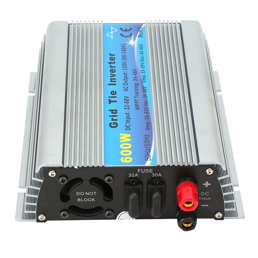 Household Solar Power Inverter DC 2260V Stackable Grid Tie Solar Inverter 600W Pure Sine Wave High Efficiency for Air Conditioners Home Theaters(AC 100120V)