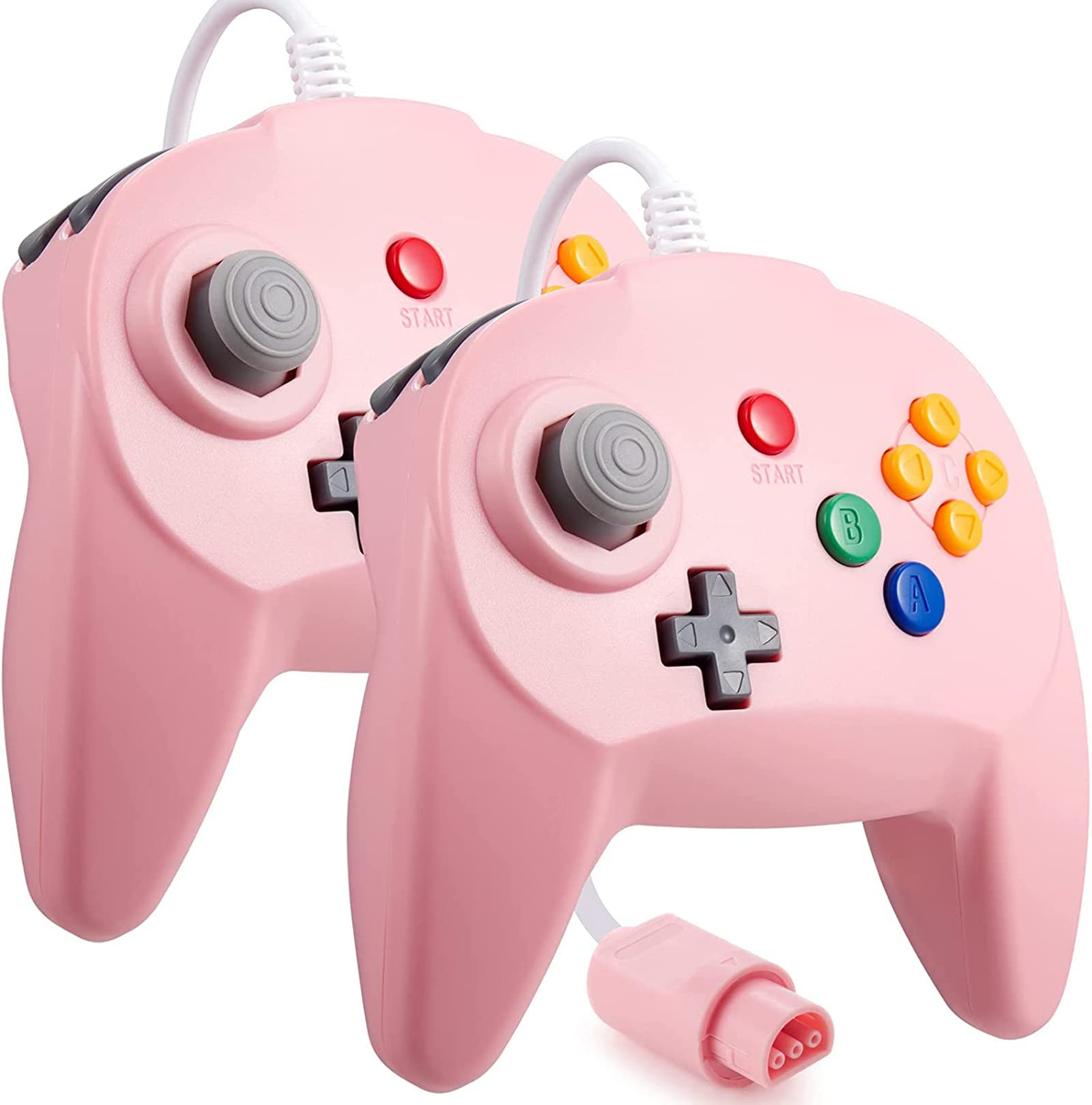 MODESLAB 2 Pack N64 Controller, Wired Gamepad Joystick Replacment Controllers Compatible with N64 Upgrade [ 3D Analog Stick ] - Transparent Green