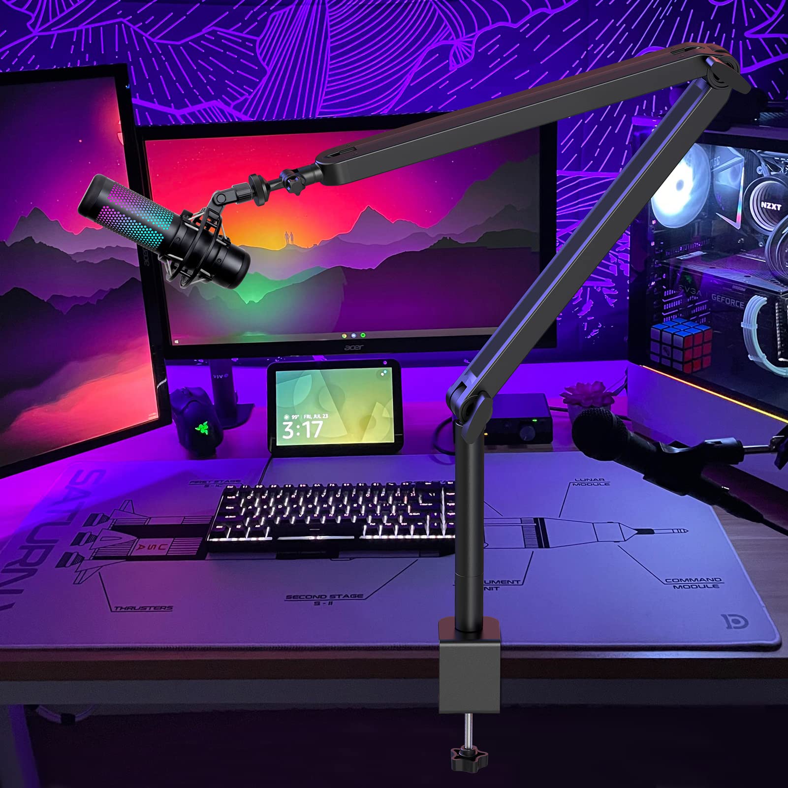 Mic Boom Arm Compatible with Shure SM7B, MV7, Blue Yeti Mic, HyperX QuadCast Mic, Rode Podmic and Most Podcast Microphones, Premium Microphone Arm Stand by YOUSHARES