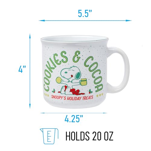 Silver Buffalo Peanuts Snoopy Cookies And Cocoa Ceramic Camper Mug, 20 ounces