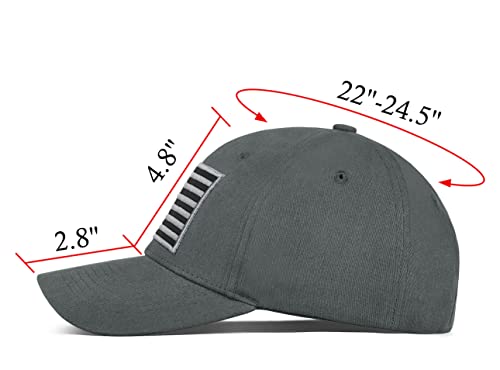 KIRAAT 3 Pack American Flag Baseball Cap Unisex,Low Profile USA Plain Dad Hat for Men&Women (Black&Grey&Green)
