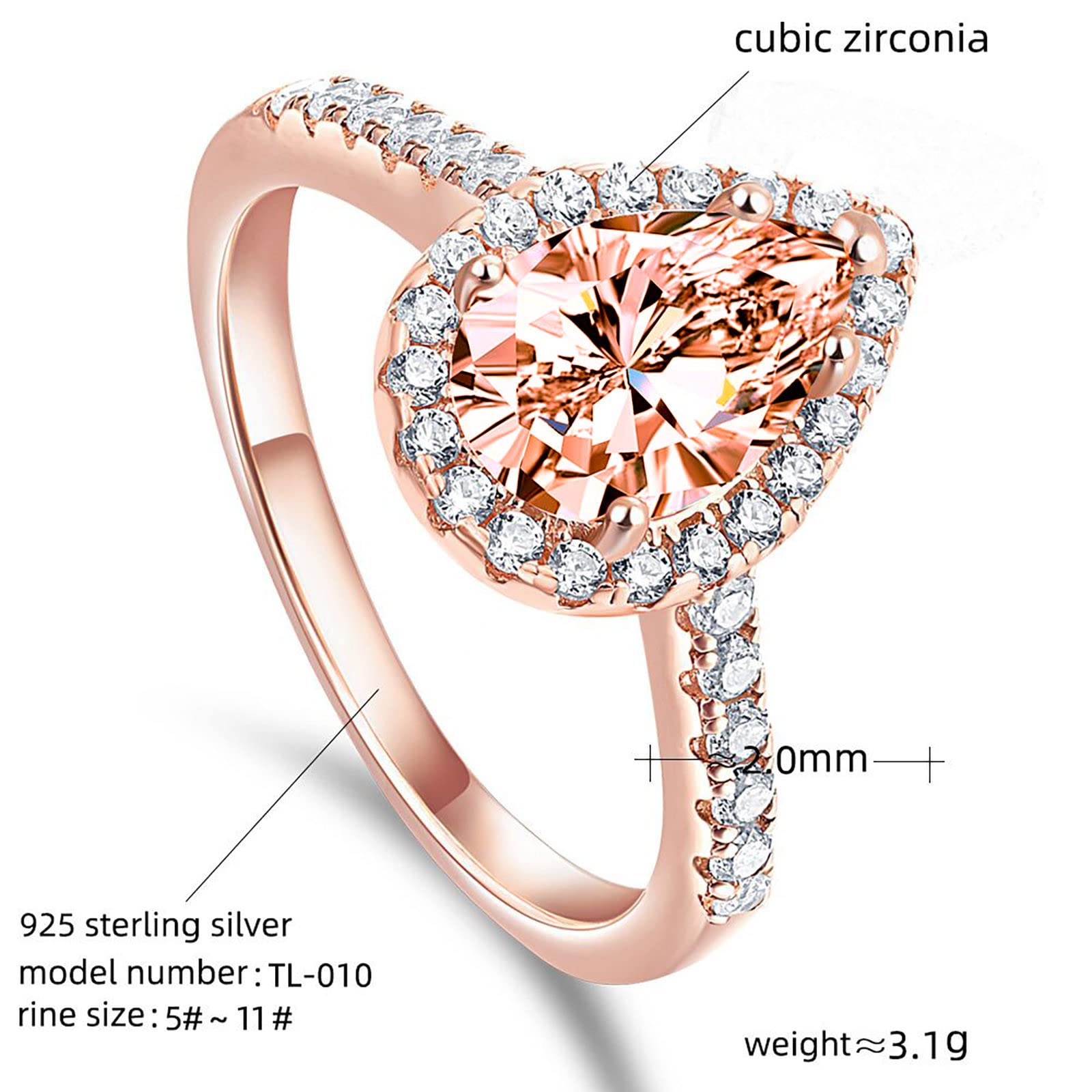 Luxury Round Cut Zircons Ring for Women Full Diamond Dazzling Ring Engagement Wedding Rings Jewelry