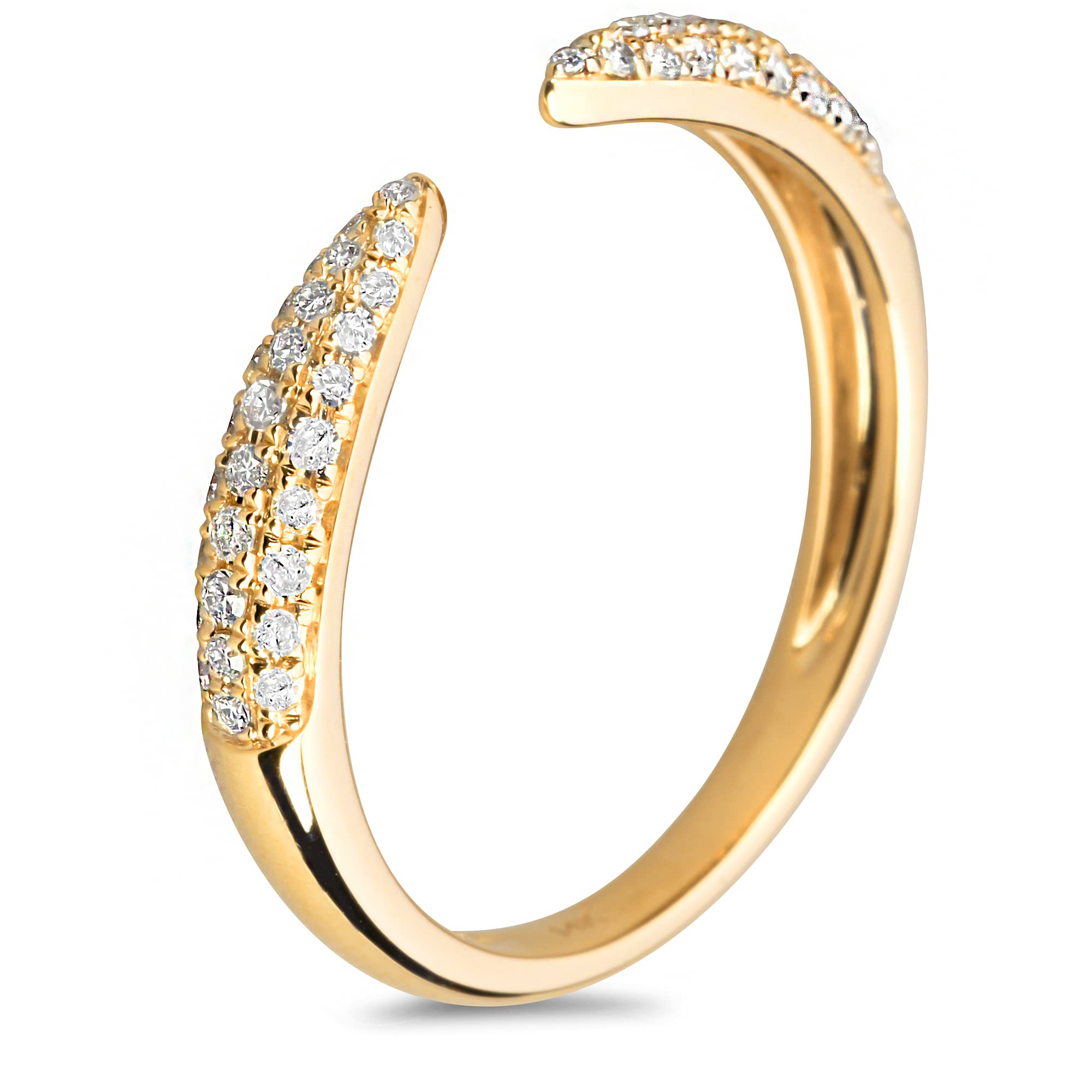 JULIETTE COLLECTION 14K Yellow Gold Diamond Open Claw Ring for Women - Size 6