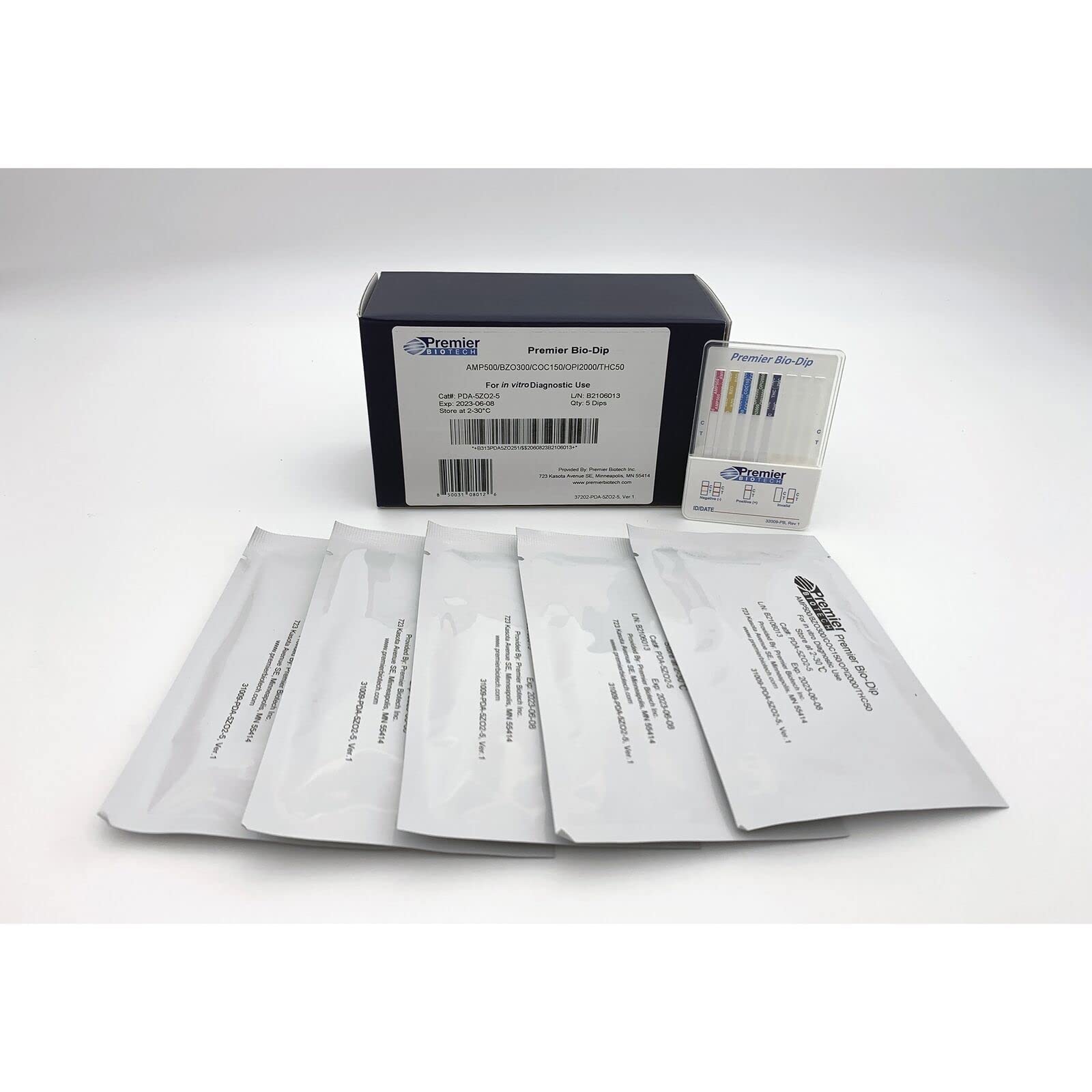 Premier Biotech 5 Panel Dip Drug Test AMP BZO COC OPI THC 5 Pack