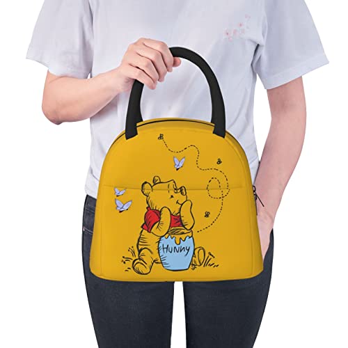 koiidisa Cute Cartoon Bear Lunch Box Large Capacity Insulated Lunch Bag for Women Picnic Lunch Bags