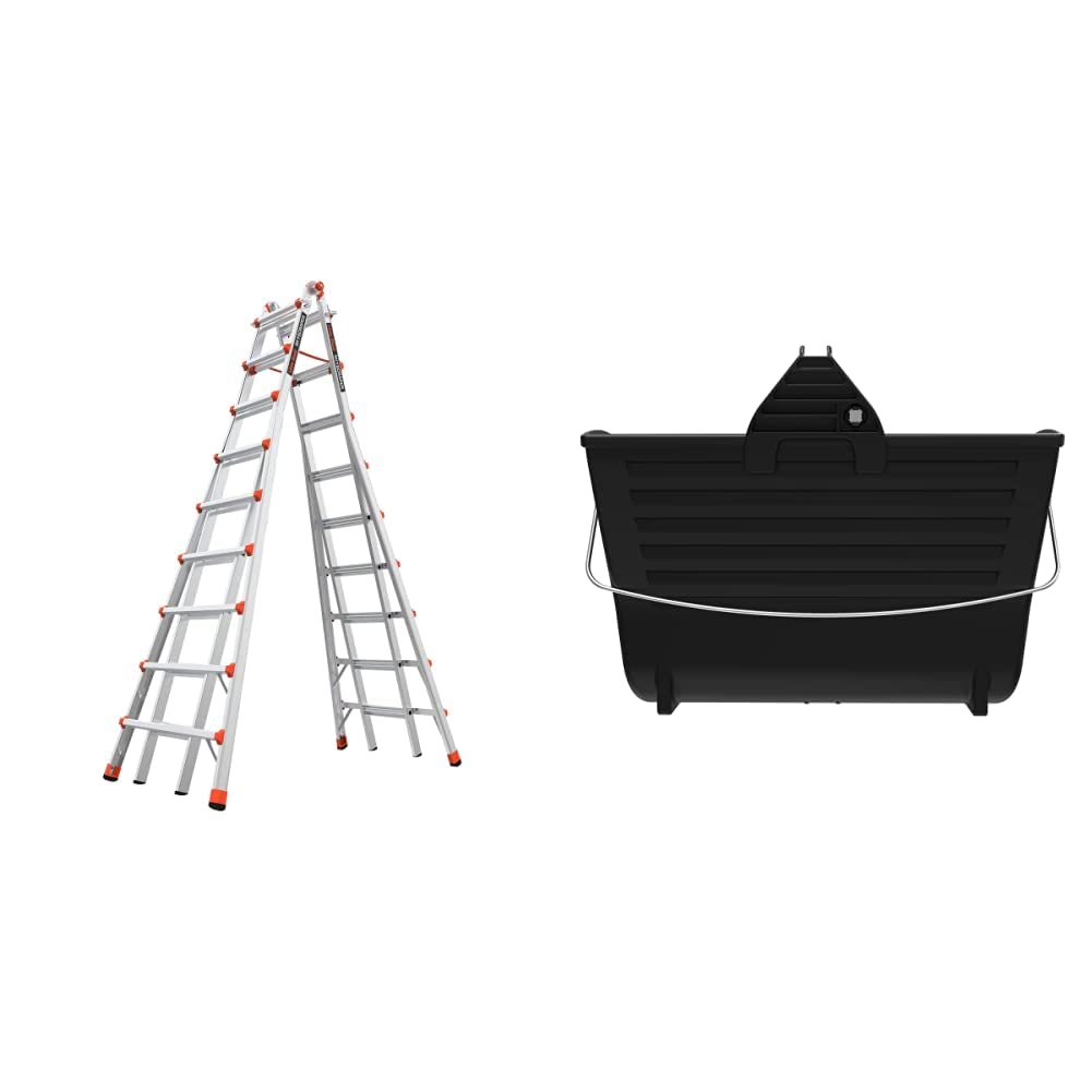 Little Giant Ladder Systems Skyscraper Adjustable Stepladder and Fuel Tank Paint Roller Tray Accessory