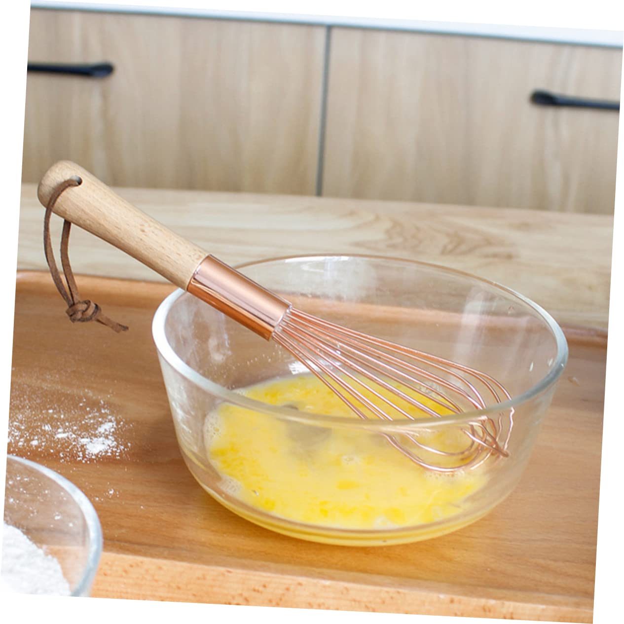 HOMSFOU Egg Whisk Hand Crank Whisk Egg Beater Tool Balloon Whisk Manual Egg Beater Blending Whisk Hand Whisk Balloon Dough Whisk Blender Egg Beater Manual Bamboo To Rotate France Handheld