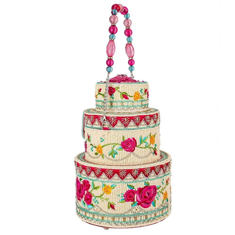 Mary Frances Layers of Love Beaded Top Handle Wedding Cake Bridal Handbag, Metallic