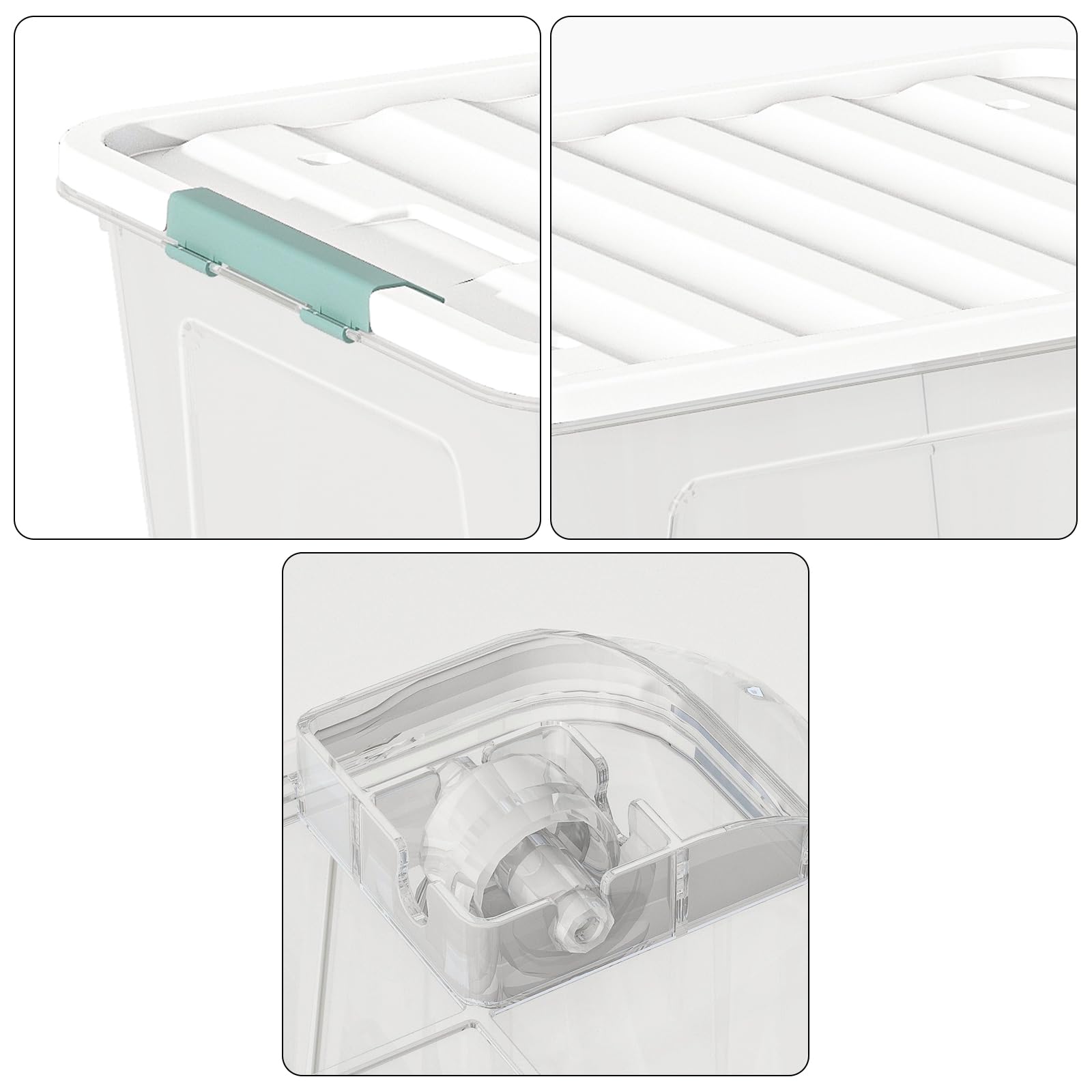 Nicesh 80 L Large Plastic Storage Bins with Latch Lids, 4-Pack Clear Plastic Storage Box with Wheels