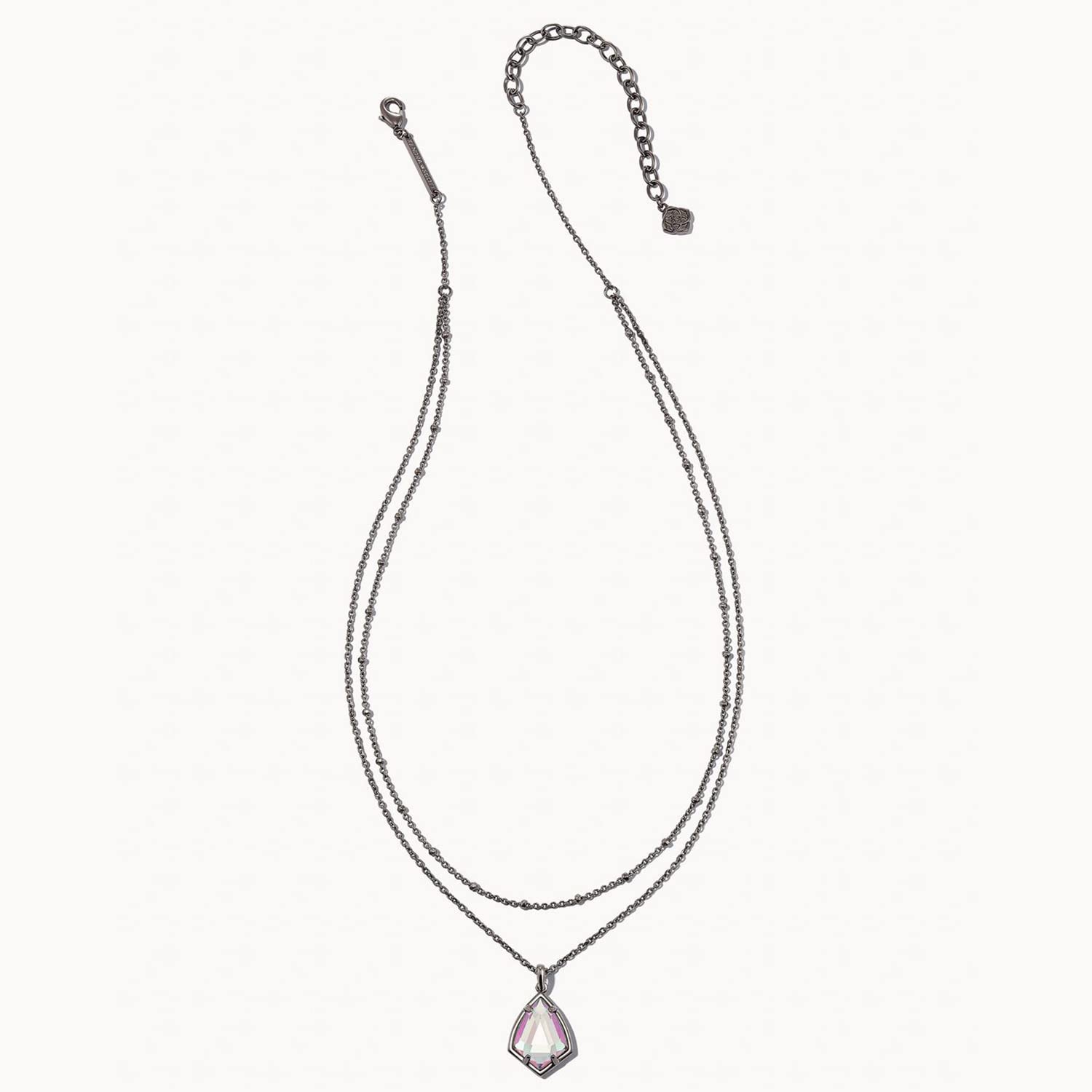 Kendra Scott Cory Rhodium Plated Multi Strand Adjustable Length Necklace for Women, Fashion Jewelry