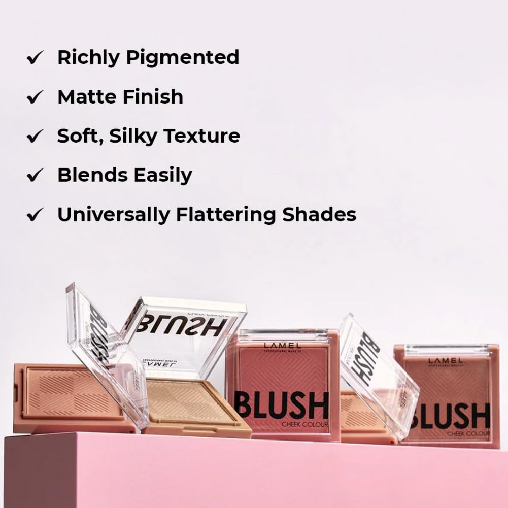 Lamel Blush Cheek Taupe Color Mini - Natural, Lightweight, Smooth, Blendable Powder - Enhances & Defines Shapes & Features - Shading & Contouring - 4 Universal Shades - β 404 (Taupe) - 3.8g / 0.13 oz
