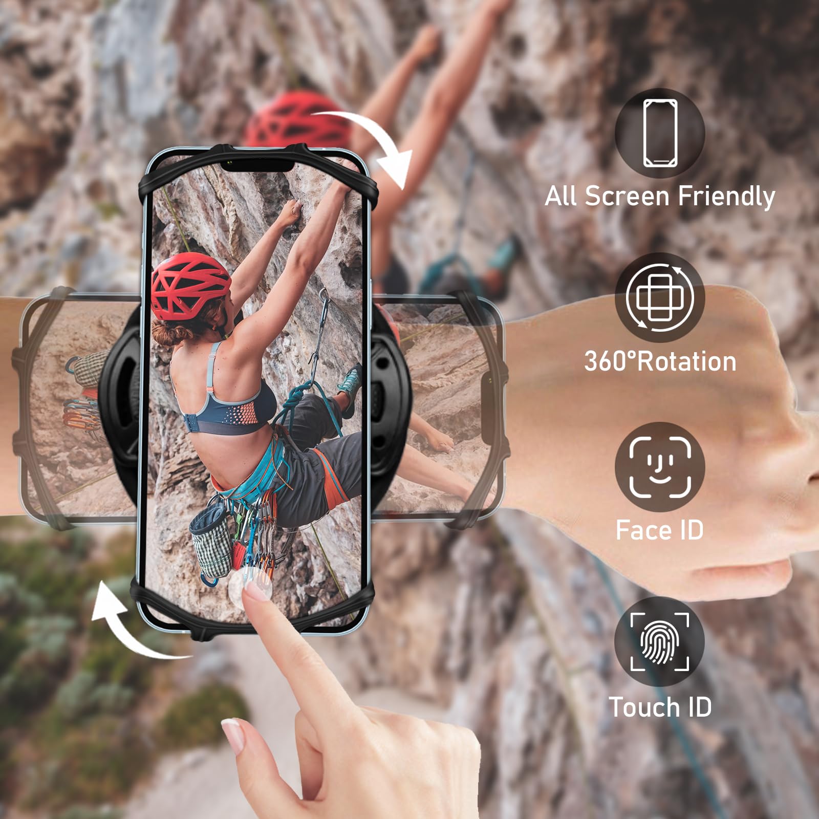 HLOMOM Running Phone Holder,Sports Phone Wristband 360° Rotation & Detachable (4.7-7.5in)