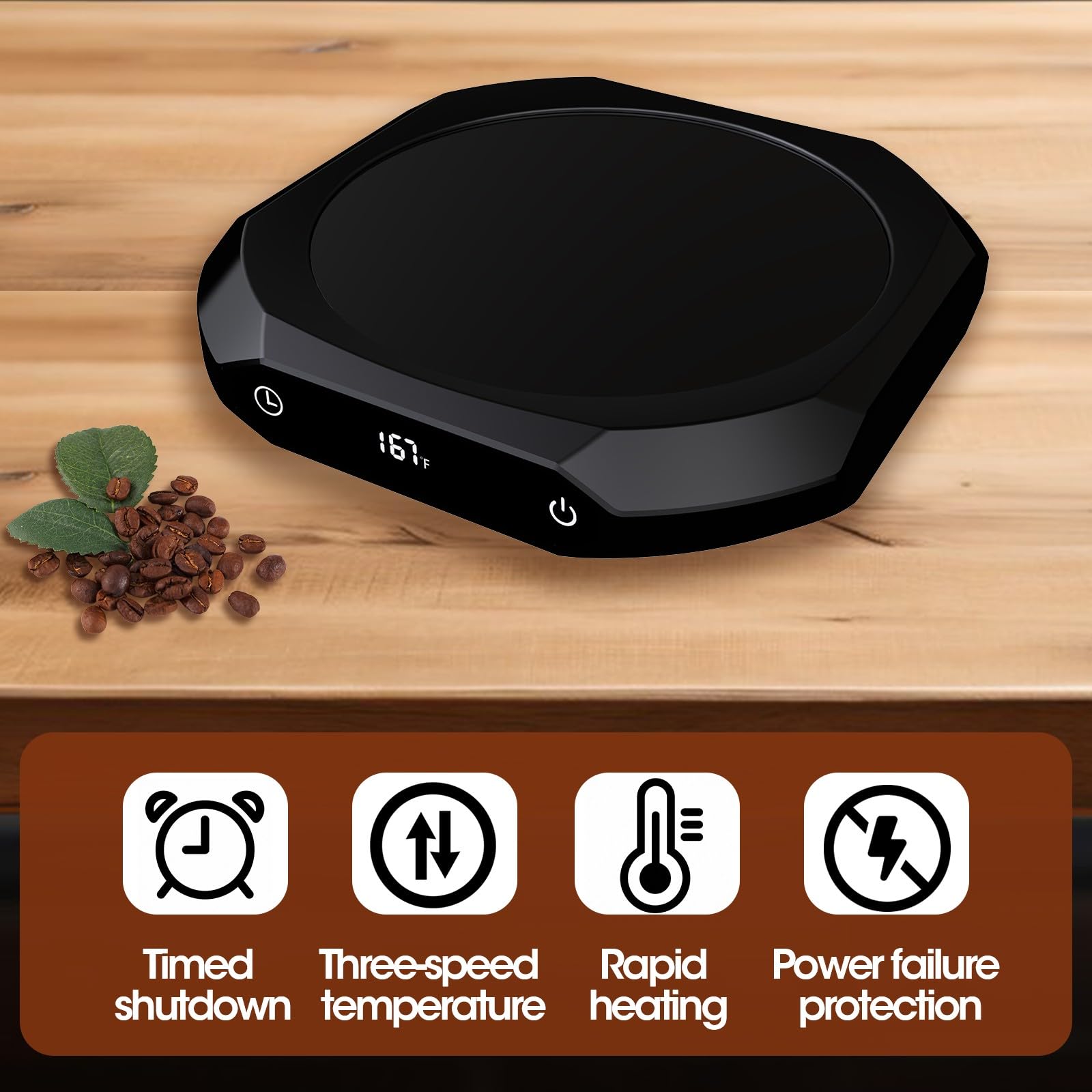 Mug Warmer for Desk - 36W Smart Coffee Cup Warmer with Timer, Auto Shut Off, 3 Heat Settings, Keep Your Coffee Warm for Office Hours,Perfect Coffee Gifts (Black)