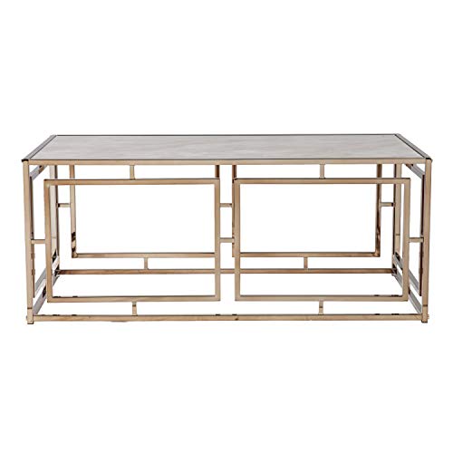SEI Furniture Simondley Cocktail Table, 24D x 43.75W x 18H in, Champagne w/Faux Marble