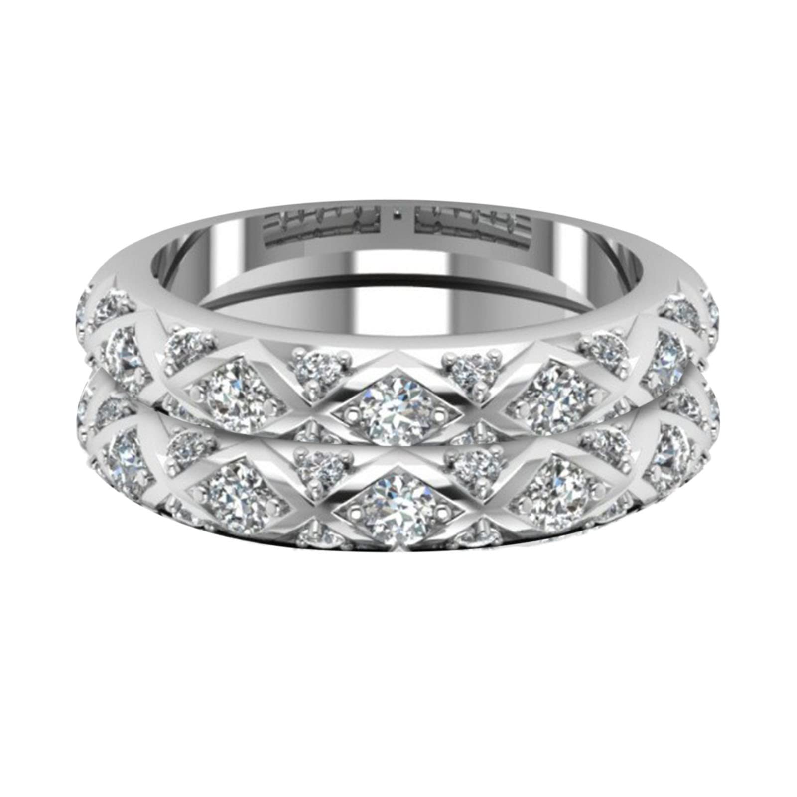 King and Queen Tungsten Rings Personalized Couples Ring Set His and Hers Cubic Zirconia Wedding Bands Anniversary Rings Sliver