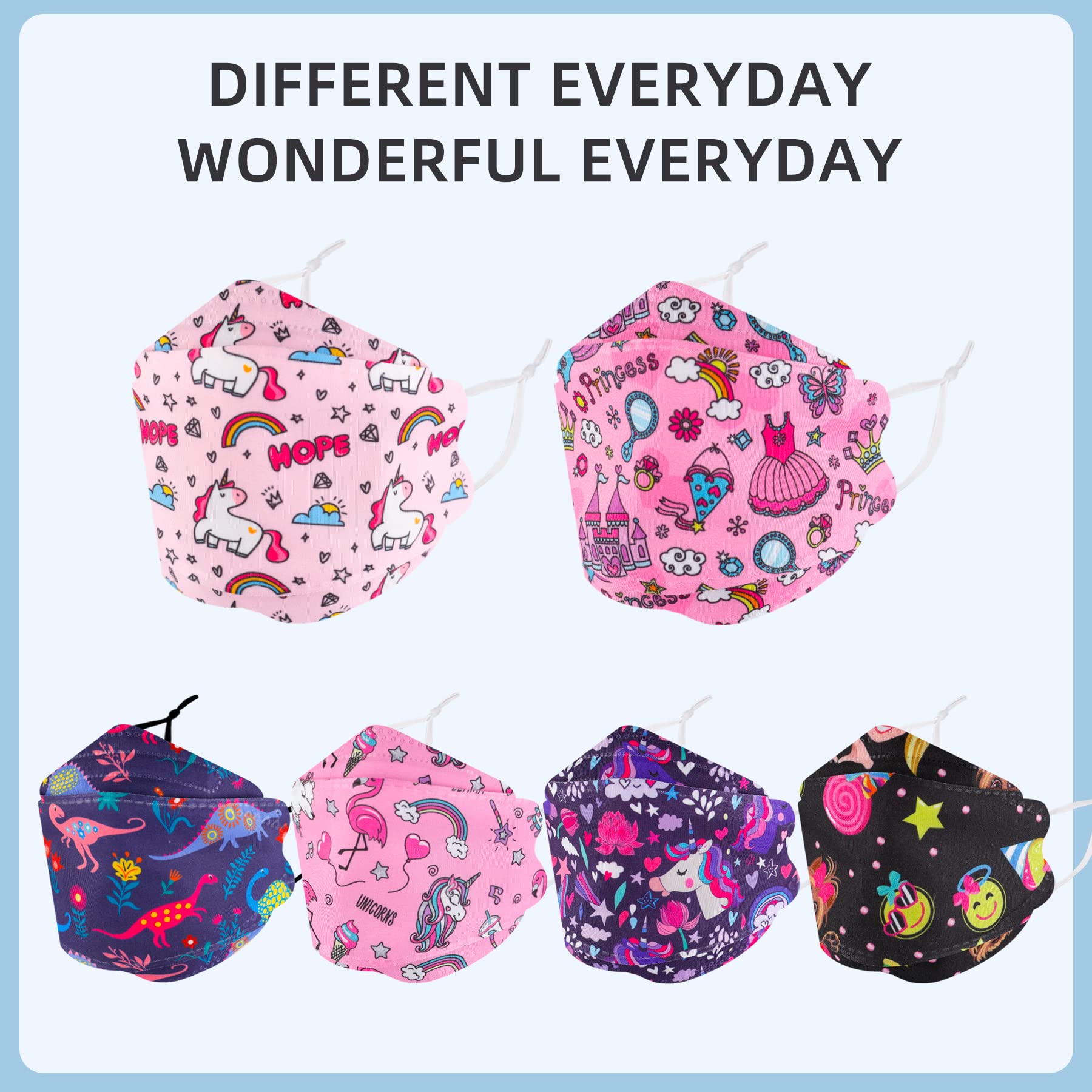 Kids Washable Face Masks With Adjustable Ear Loops, 4D Cute Designer Mask for Kid (princess)