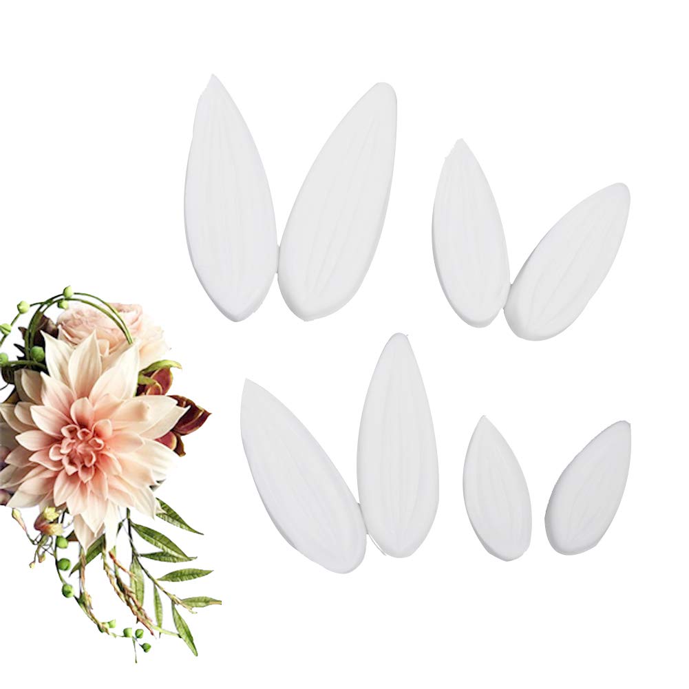 KALAIEN Dahlia Sugar Flower Veining Molds Fondant Cutters Gumpaste Cake Craft Tools(14PCS)