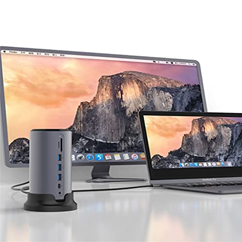 N/A 12 in 1 USB C HUB Dock USB C to Multi HDMI RJ45 VGA USB 3.0 USB C Data with PD Power (100W) (Color : A, Size : 155mm*62mm.12in1)