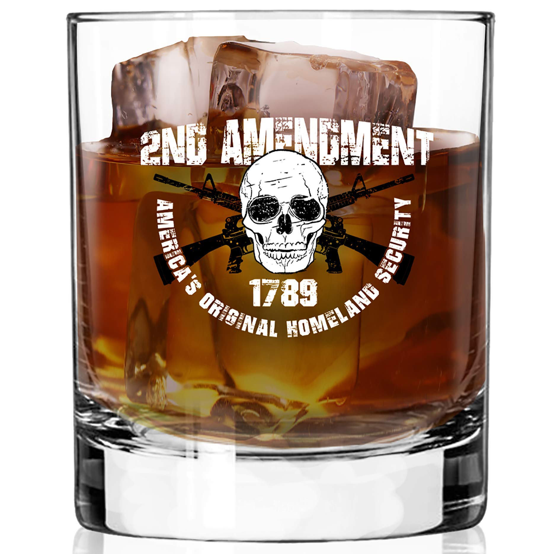 Lucky Shot 2ND Americas Original Homeland Security | Borosilicate Rock Glass | Thick Bottom Old Fashioned Whiskey Glasses for Men | 11 oz Scotch Glasses Premium Whiskey Gifts (Color)
