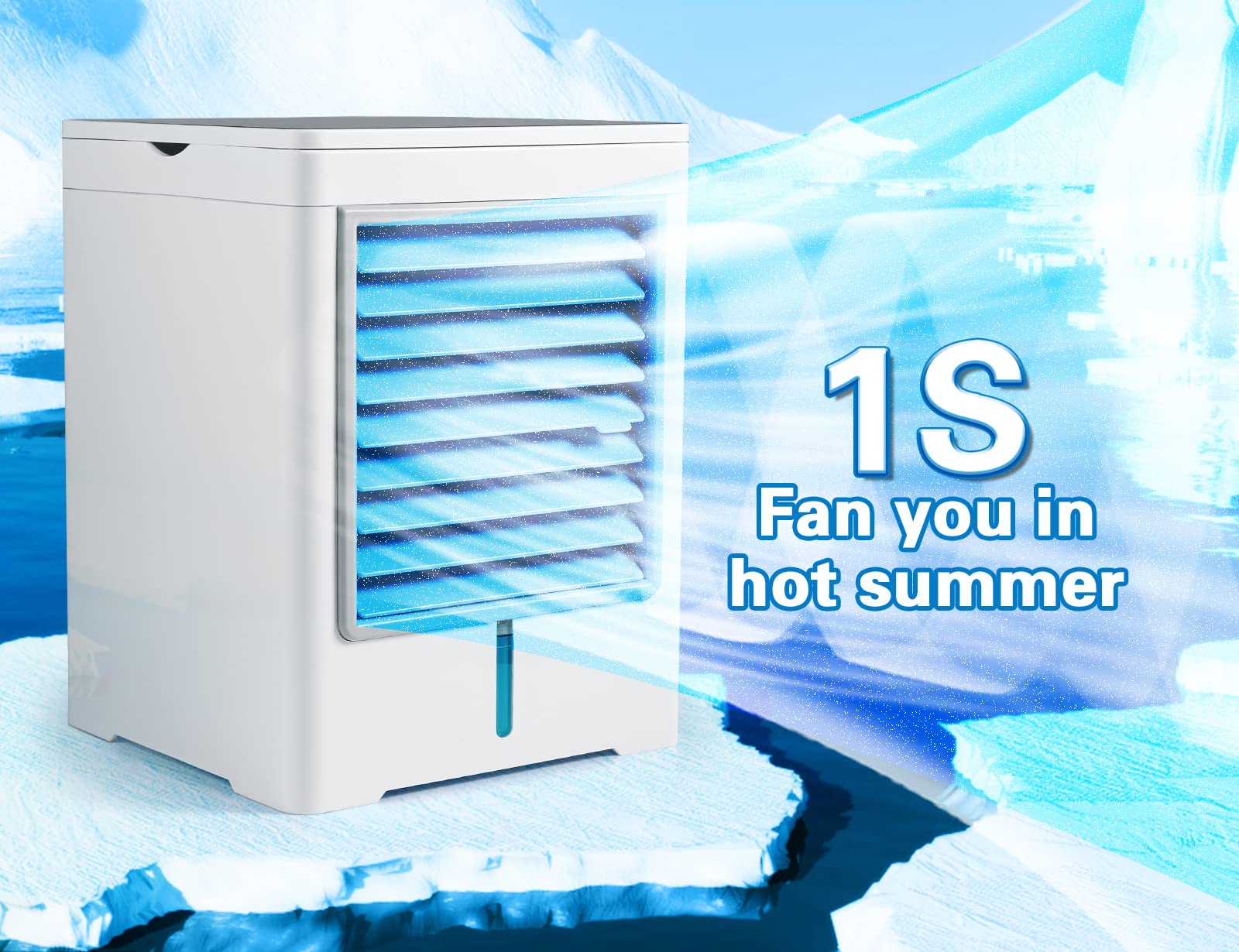 Off Paper Personal Air Conditioner Mini AC, 3 Speeds 450ML Water Tank Room Evaporative Air Cooler Cooling Fan with Timer, Aromatherapy Notch, Spray Function, Portable AC Units for Rooms and Office