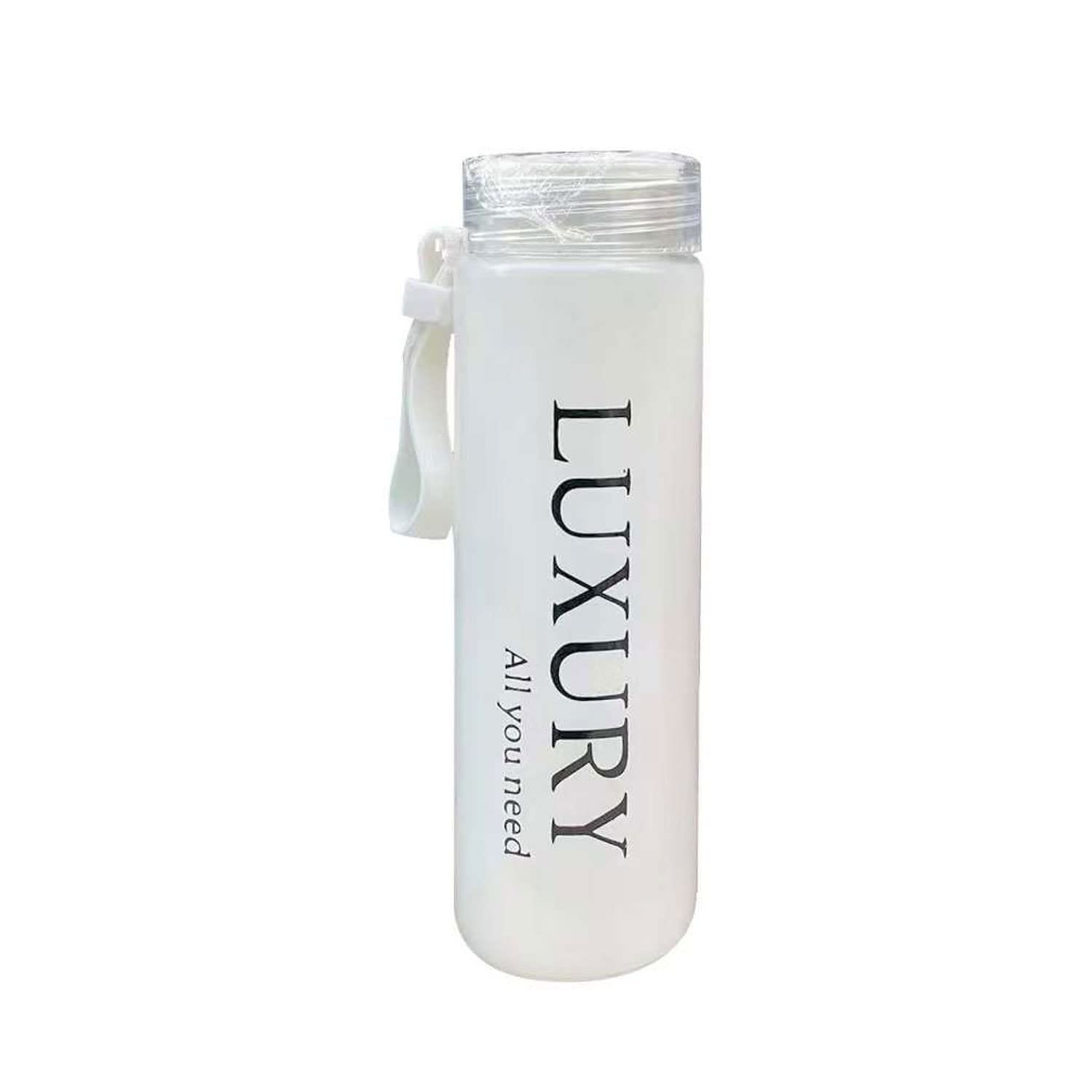 Luxury All you Need Water Bottles, Frosted Glass Drinking Bottle, Sublimation Bottle, Gradient Screw Cap Bottle With Handle Strap, Travel Water Bottle (White Gradient)