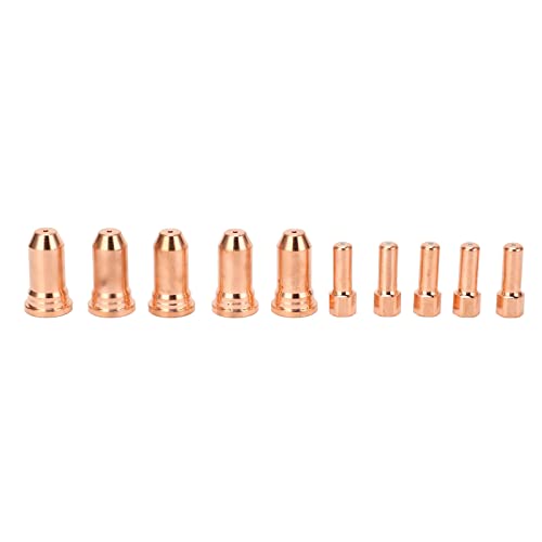 Plasma Cutter Torch Nozzle, 10Pcs Copper Standard Size Lightweight Nozzle Electrode Kit High Temperature Resistant Easy to Use for Replacement