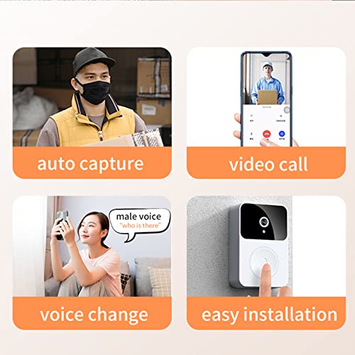 Intelligent Visual Doorbell Smart Wireless Remote Video Doorbell Hd Night Vision Home Two-Way Intercom Remote Monitoring Capture WiFi Rechargeable Security Door Doorbell