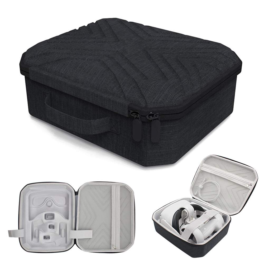 KASCLINO Portable Carrying Case for Oculus Quest 2 VR Gaming Headset, Smaller and Portable Storage Travel Case, Gaming Headset and Controllers Accessories Hard Shell Protective Case(Black,Size:S)