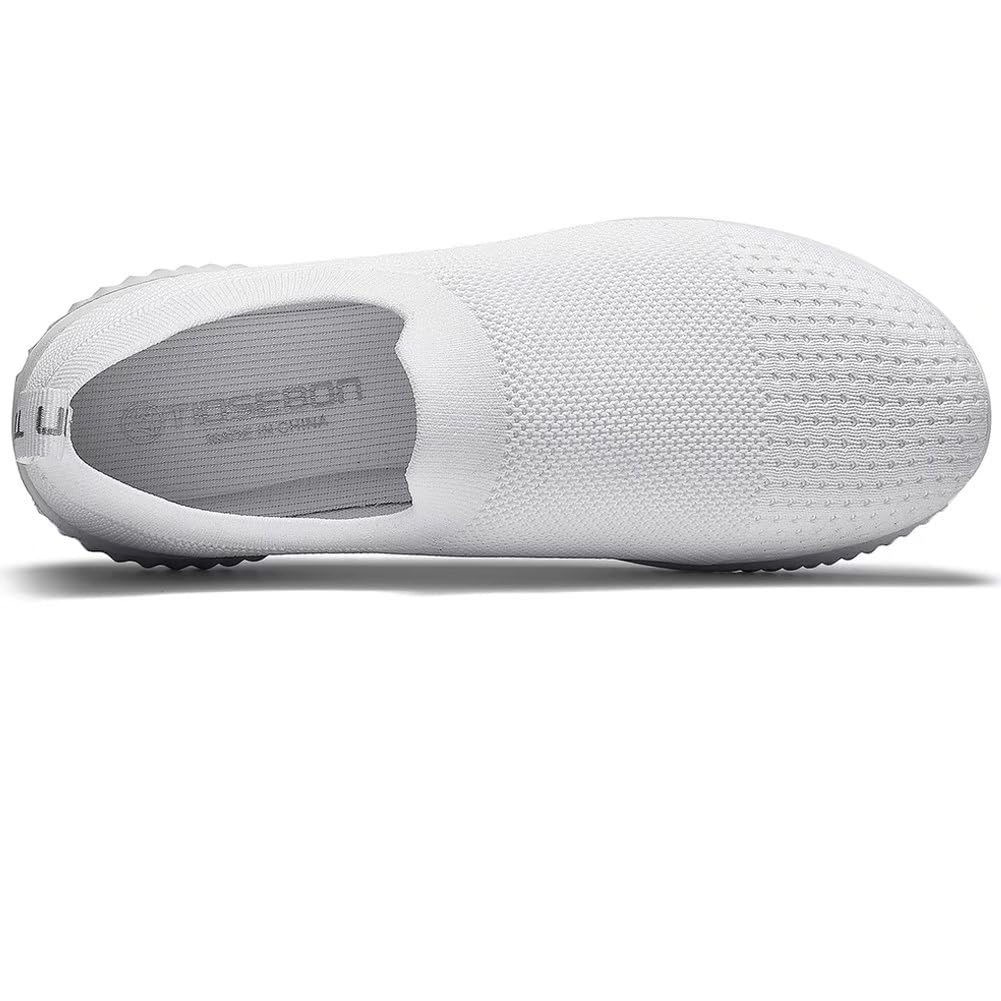 LANCROP Women's Walking Nurse Shoes - Mesh Slip on Comfortable Sneakers 5 US, Label 35 All White