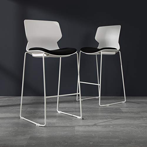 HON Basyx Contempo Guest Stool, 2 Pack, White/Black